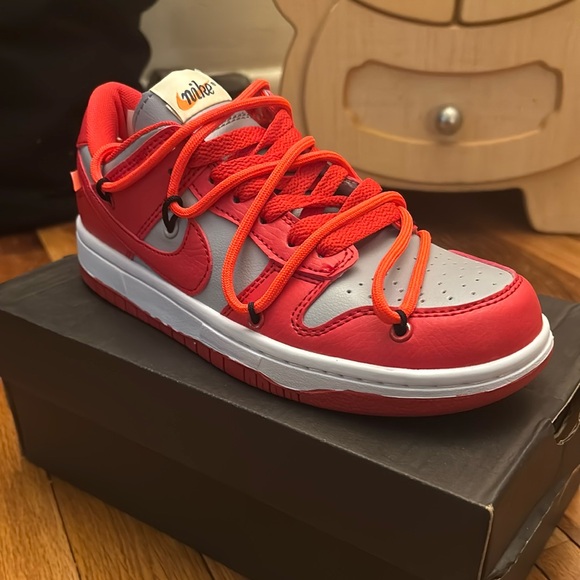 Nike | Shoes | Nike Dunk Low Off White University Red | Poshmark
